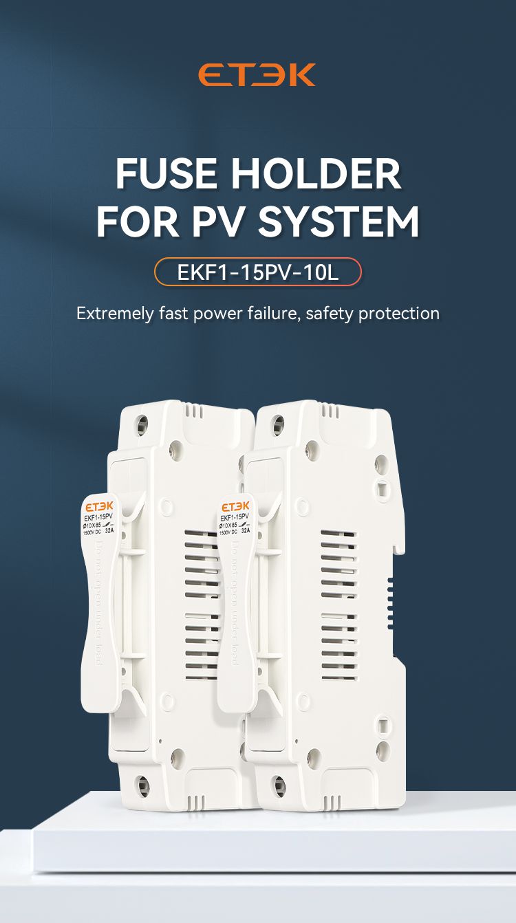 ETEK 1500VDC 2-50A Montaje en riel Fotovoltaico (PV) Portafusibles ...